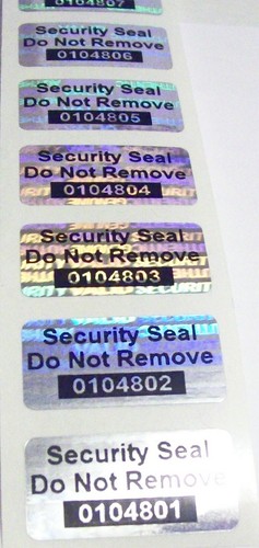 .5" x 1" Security Seal Do Not Remove #'d Hologram Product Protection ...