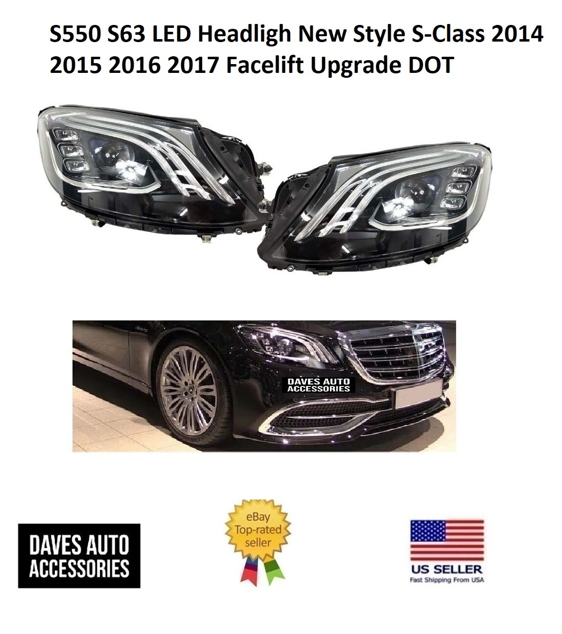 2014-2017 Mercedes-Benz S550 S63 LED Headlight New Style S-Class ...