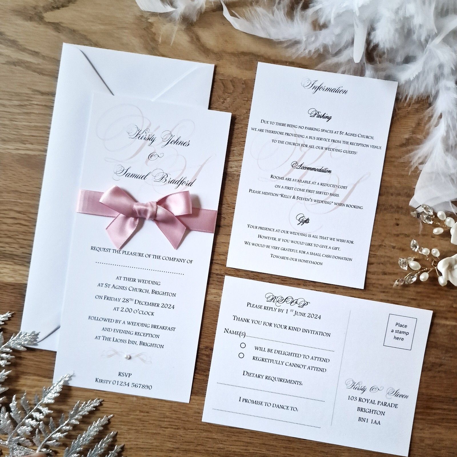 Personalised Wedding Invitations with Envelopes, Custom Wedding Invite ...