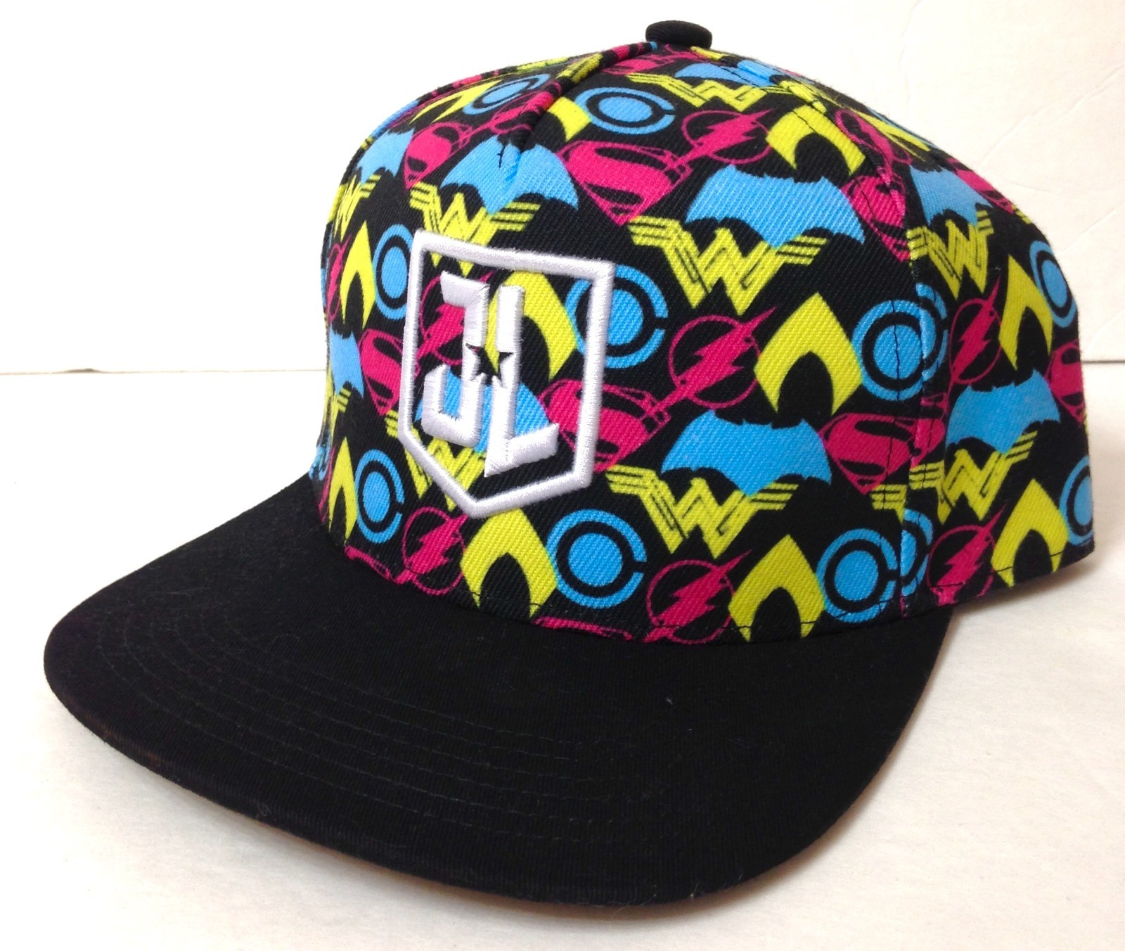 New Adult DC COMICS JUSTICE LEAGUE SNAPBACK HAT Multi-color Neon ...