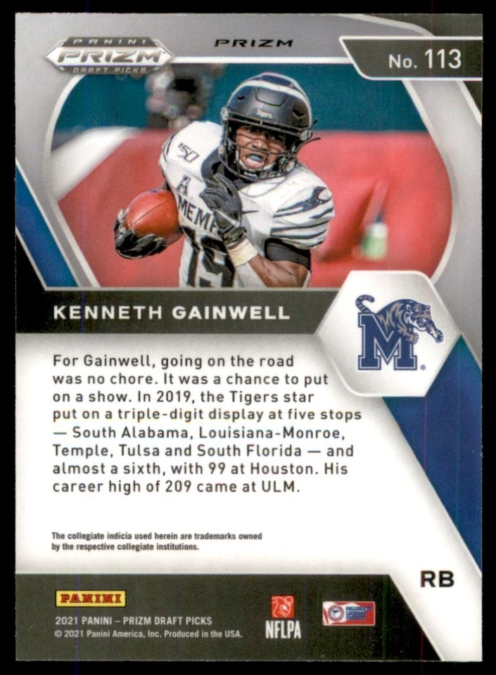2021 Panini Prizm Draft Picks Prizms Gold Ice #113 Kenneth Gainwell - FB | eBay