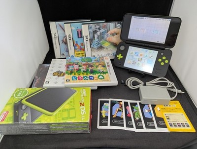 B3125 Nintendo new 2DS console LL XL Black x Lime Green Japan w/box pen ...