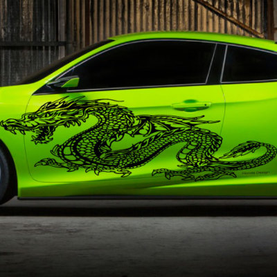 Winged Dragon Detailed Vinyl Decal Side Sticker Car Truck Vehicle SUV ...