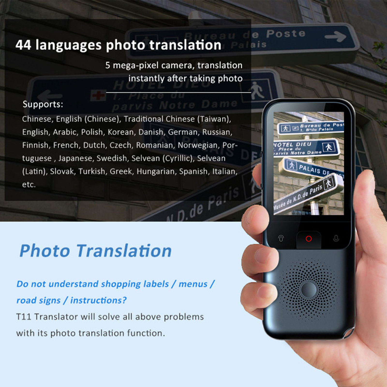 Language Translator Device 139 Languages Two-Way Instant Voice Photo ...