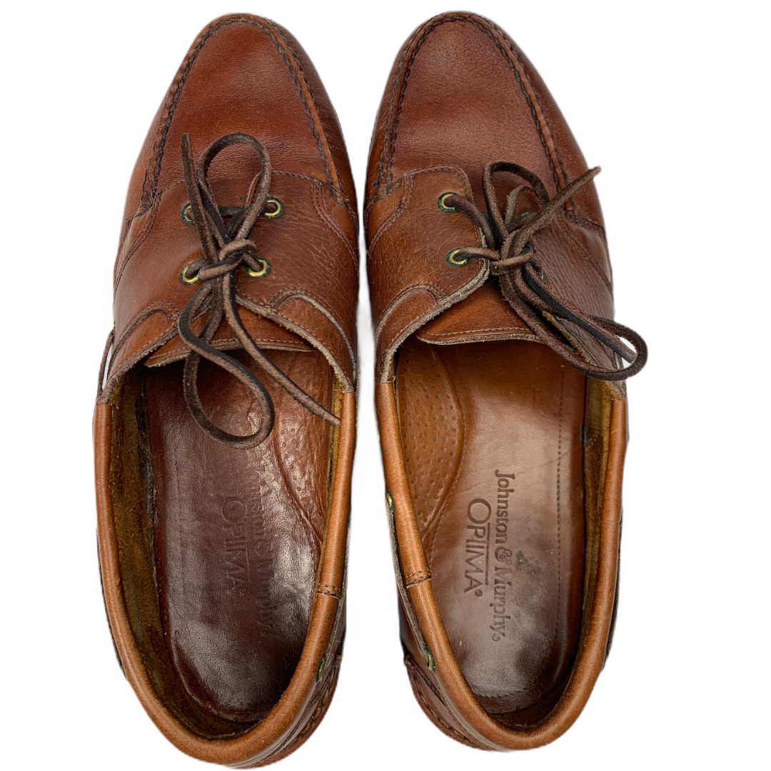 JOHNSTON & MURPHY OPTIMA BROWN LEATHER BOAT SHOES SIZE 9m/b | eBay
