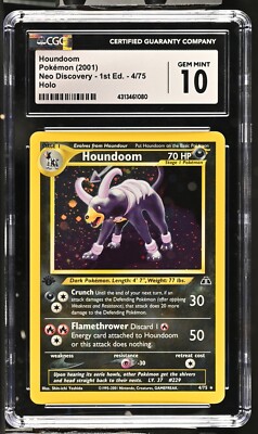 CGC 10 GEM MINT Houndoom 1st Edition 4/75 Neo Discovery Holo Rare (PSA ...