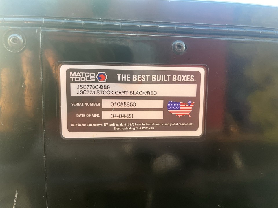 Matco Tools JSC773C‑BBR Rolling Stock Cart Slightly Used Color: Outlaw ...
