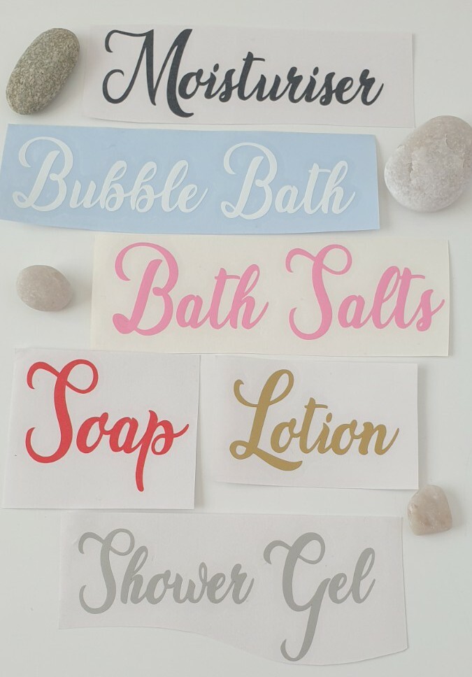 Bathroom vinyl decal stickers mrs hinch dispenser pump bottle labels ...