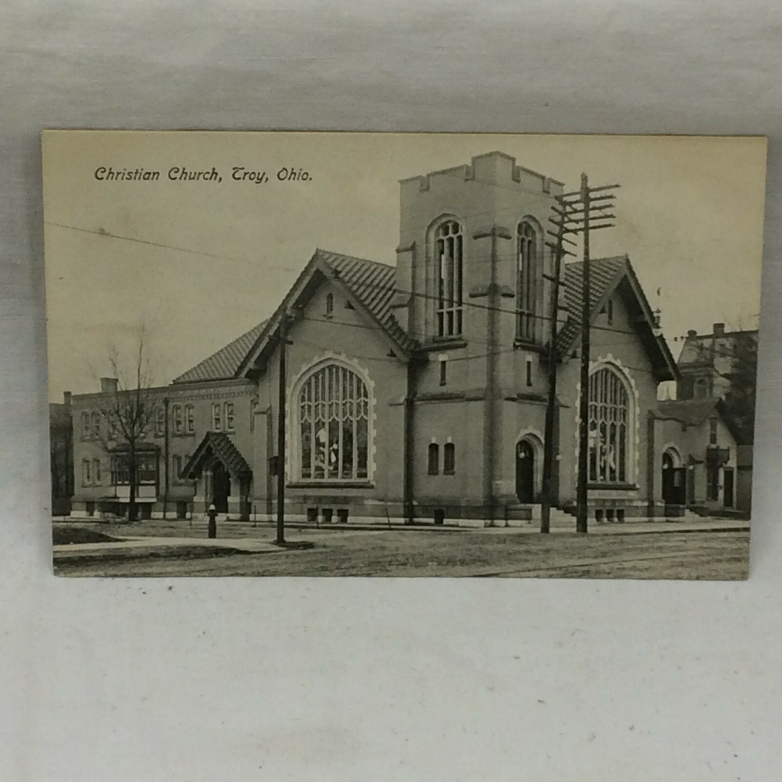 Vintage Postcard Troy Ohio Christian Church Street Scene Laessig & Co ...