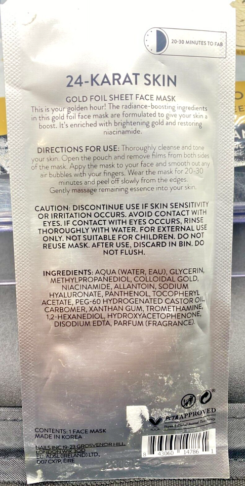 (3 Pack) Inc.Redible Radiance - 24-karat Gold Foil Face Mask - 1 Mask ...
