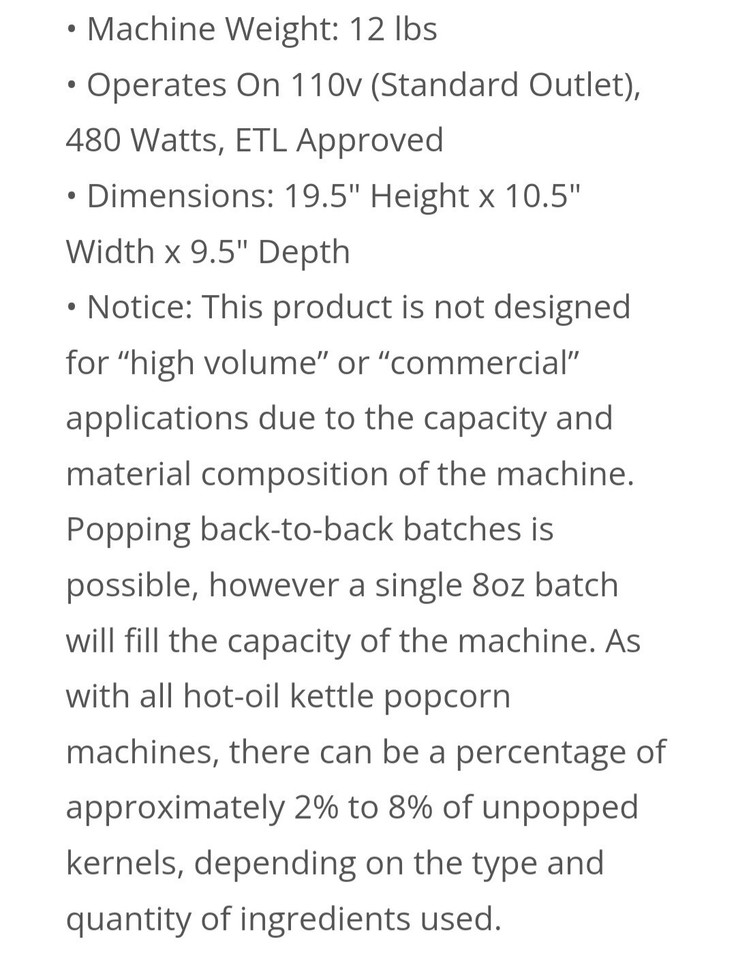 Paramount P-80 Popcorn Maker Machine 8oz Black Table Top Theater Popper ...