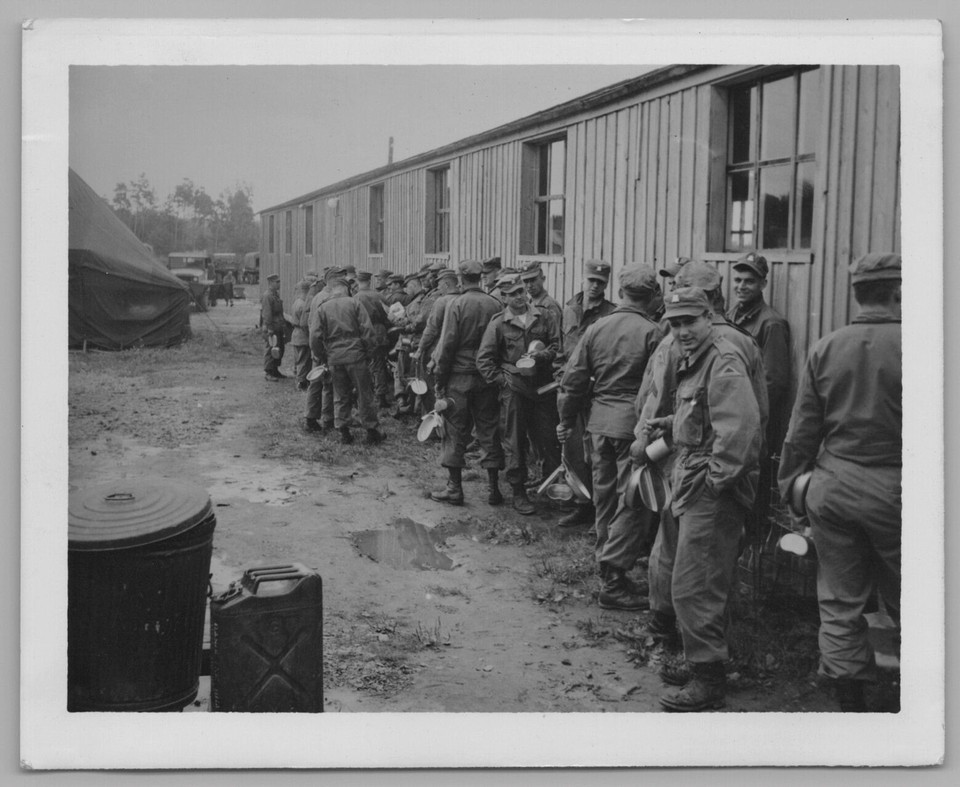 US Soldiers Chow Line Military Men Army Camp Mess Hall 1950s Vintage ...