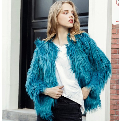 Fashion Womens Faux Fur Coat Winter Furry Warm Long Sleeve Casual Party ...