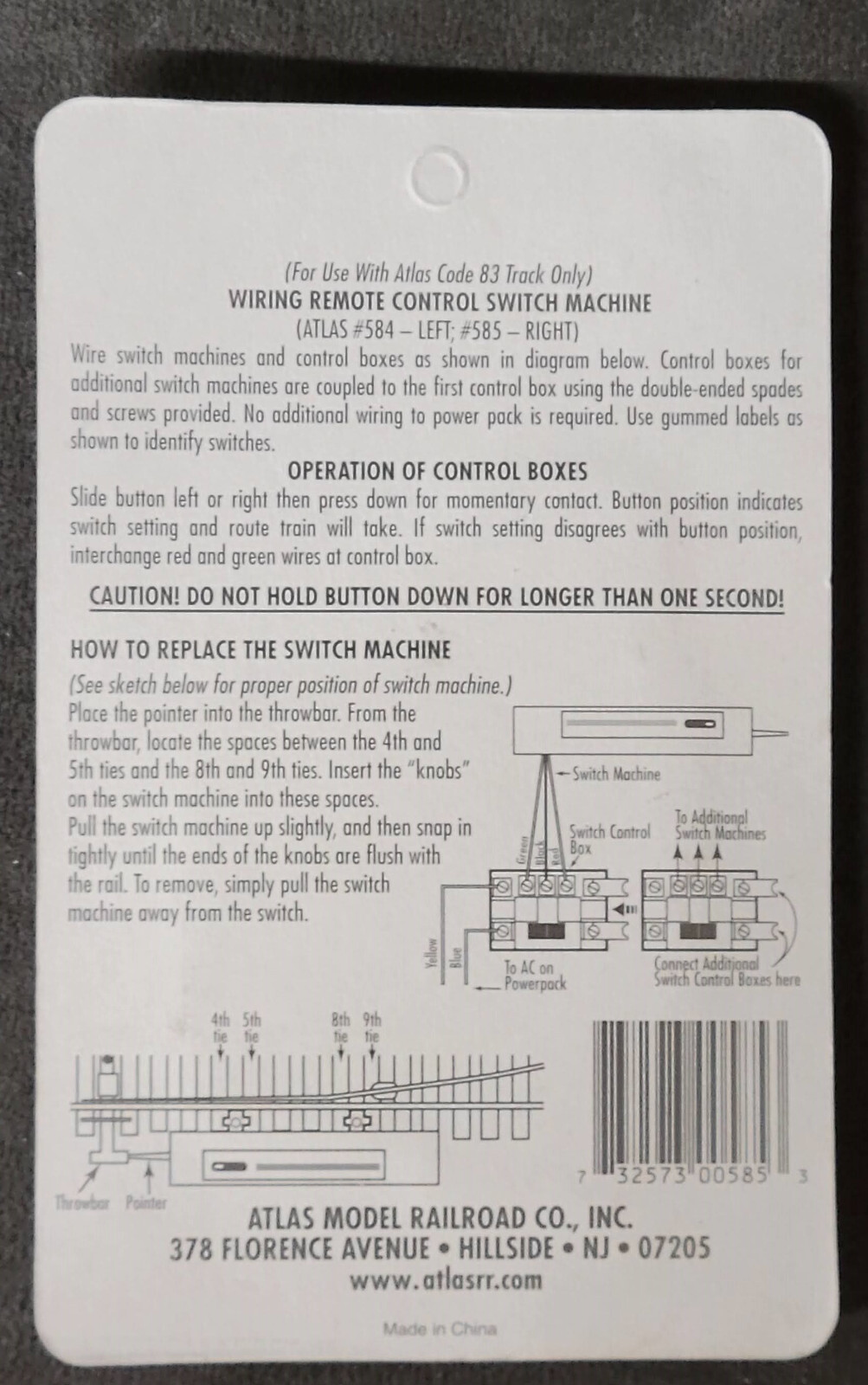 Atlas HO Scale Code 83 Switch Machine Remote Left #584 Atlas Switch ...