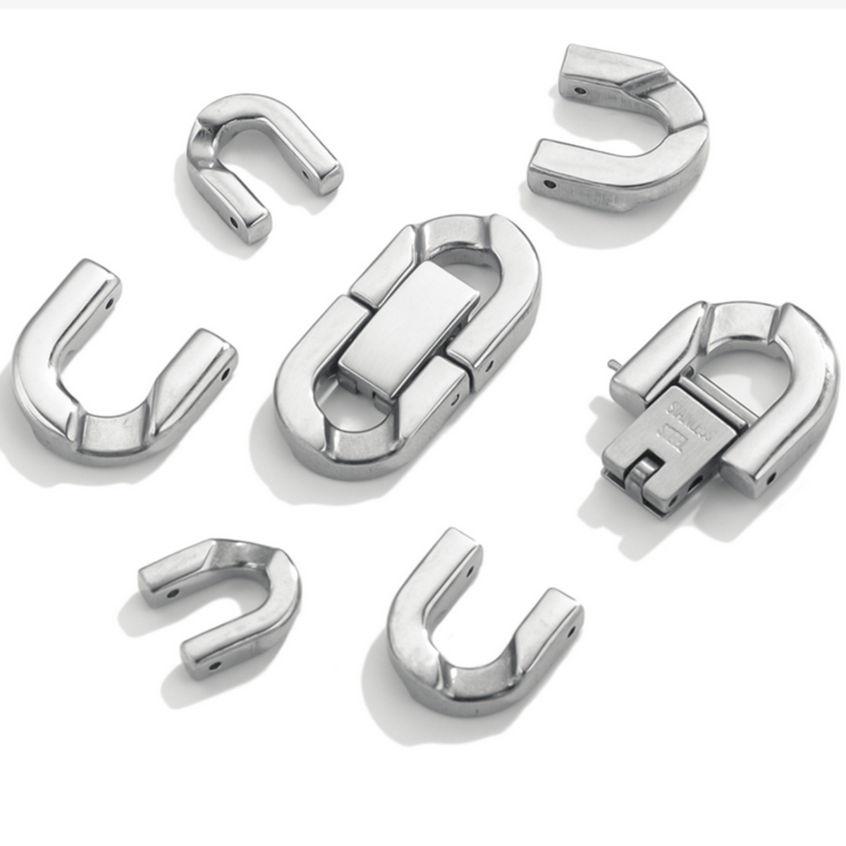 U-shaped buckle S.steel polished resistant chain buckle connector 5set ...