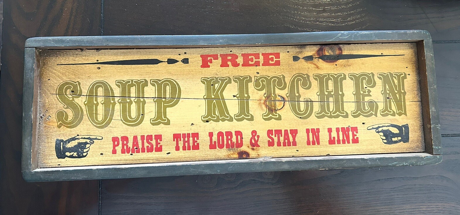 Vintage 1970 Stars & Stripes Rustic Wooden Sign Wall Art “Free Soup ...