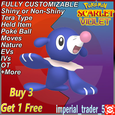 Pokémon Scarlet and Violet Shiny Popplio W/ Best 6IV Customizable | eBay