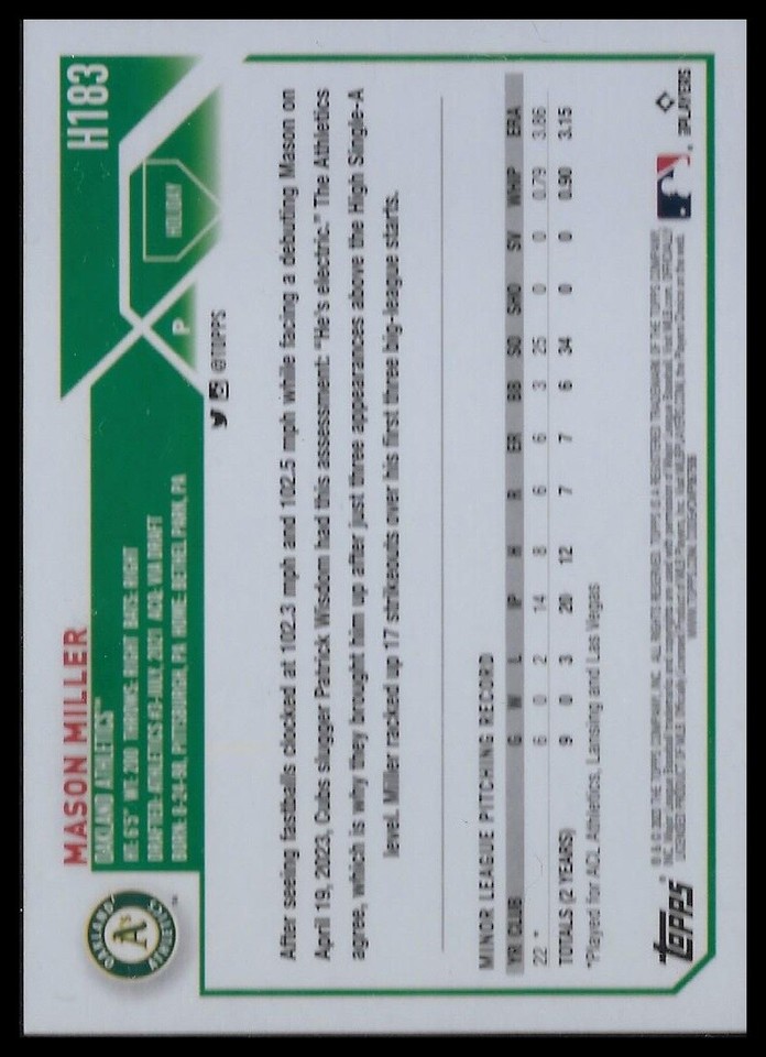 2023 Topps Holiday #H183 Mason Miller Rookie Card RC | eBay