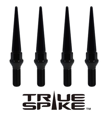20 TRUE SPIKE 14X1.5MM 40MM SHANK STEEL EXTENDED BLACK SPIKED LUG NUT ...