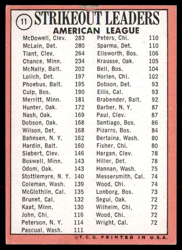 1969 Topps #11 American League 1968 Strikeout Leaders LL | eBay