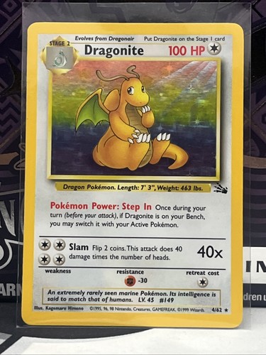 Dragonite 4/62 Holo Rare - Fossil Set Pokémon Card - NM/LP Condition ...
