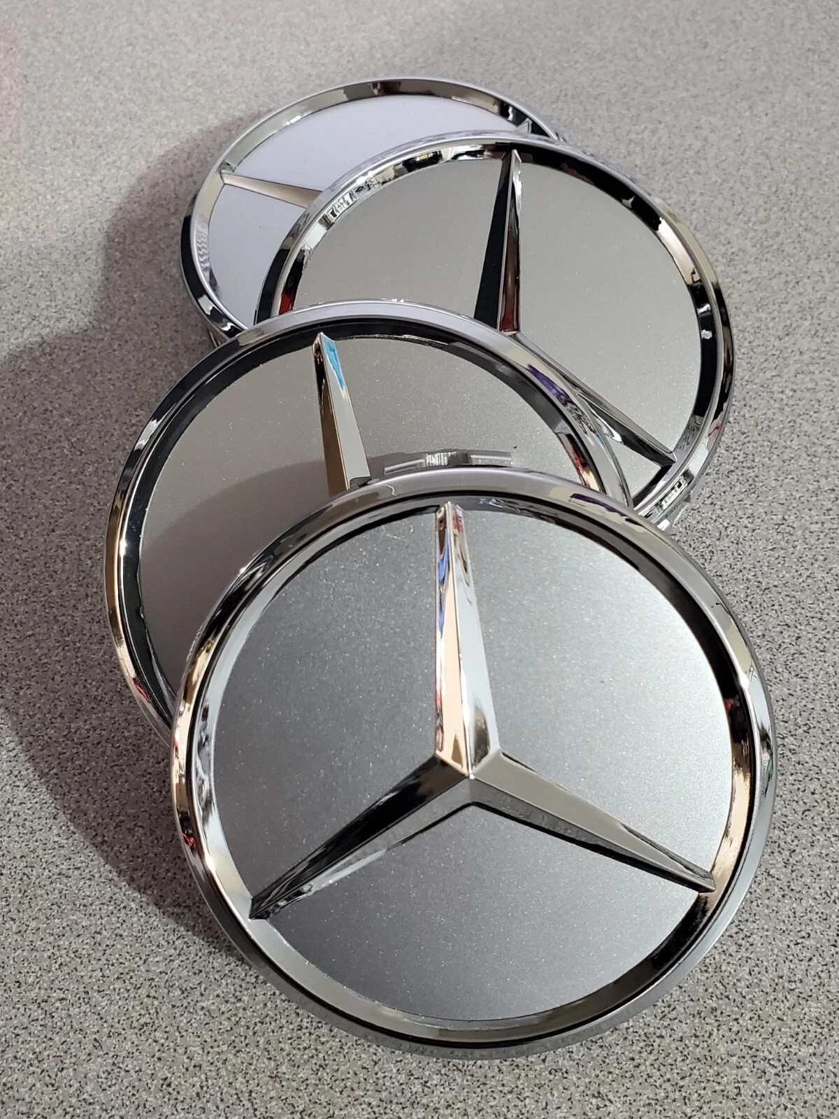Set Of 4 75MM Wheel Center Rim Hub caps for Mercedes-Benz Silver Chrome ...
