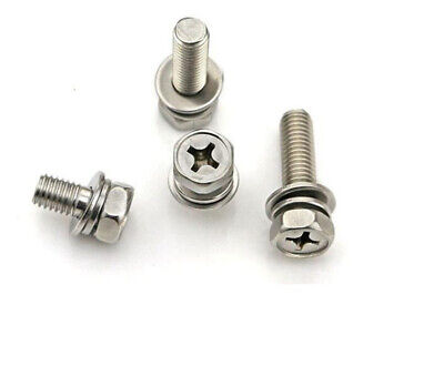 M6 Cross Recessed Hex Bolt Indentation Lock Washer Plain Assemblies ...