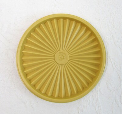 Vintage Tupperware Mustard Yellow Servalier 6.5" Round Storage Lid Part ...
