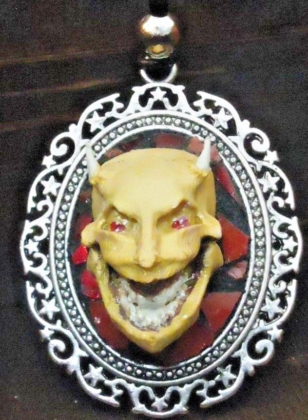 Monster Mosaic Scary Halloween Necklace with 3D Devil Face by Juxly Art ...