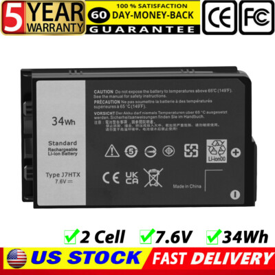 For Dell Latitude 7212 Rugged Tablet J7HTX 34Wh Rechargeable Li-Ion ...
