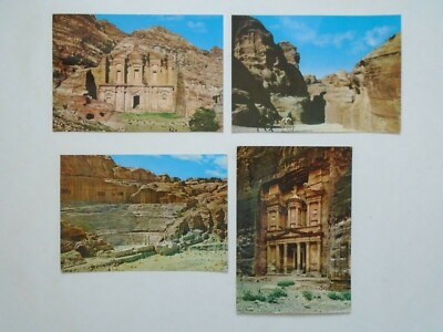 4 Petra Jordan Postcards 1960's Unposted Amphitheater, Eddeer, Treasure ...