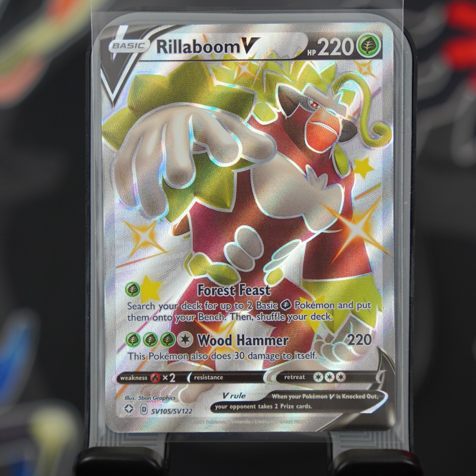 Rillaboom V Shining Fates SV105/SV122 Holo Shiny Holo Rare NM/M Pokemon ...