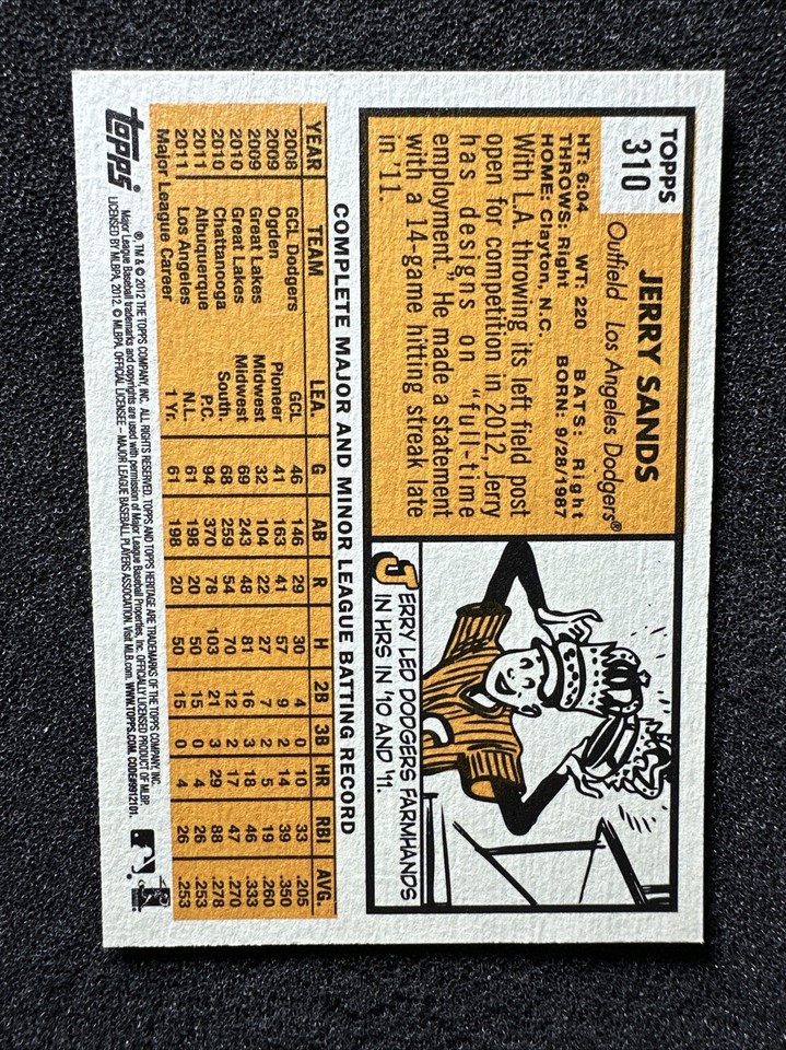 JERRY SANDS #310 2012 Topps Heritage Baseball QTY Los Angeles Dodgers ...