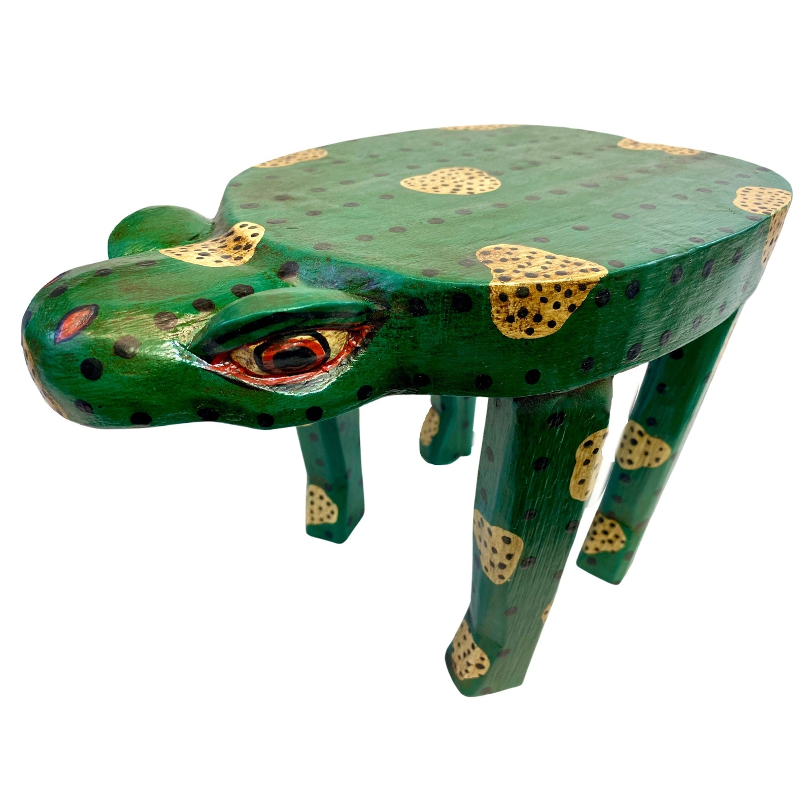 Lucky Green Frog Toad Plant Stand Balinese Hand Carved Wood Amphibian ...