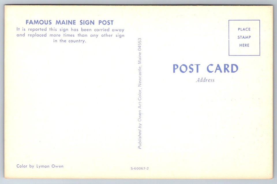 Famous World Traveler Sign Post Tourist Attraction Maine ME Postcard ...