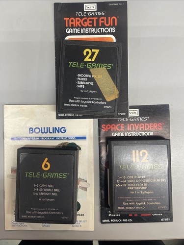 Lot of 3 Atari 2600 Tele-Games Sears Bowling, Target Fun, & Space ...