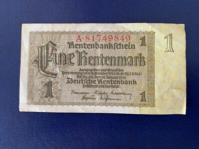 1937 GERMANY 1 RENTENMARK BANKNOTE-VERY GOOD | eBay Australia