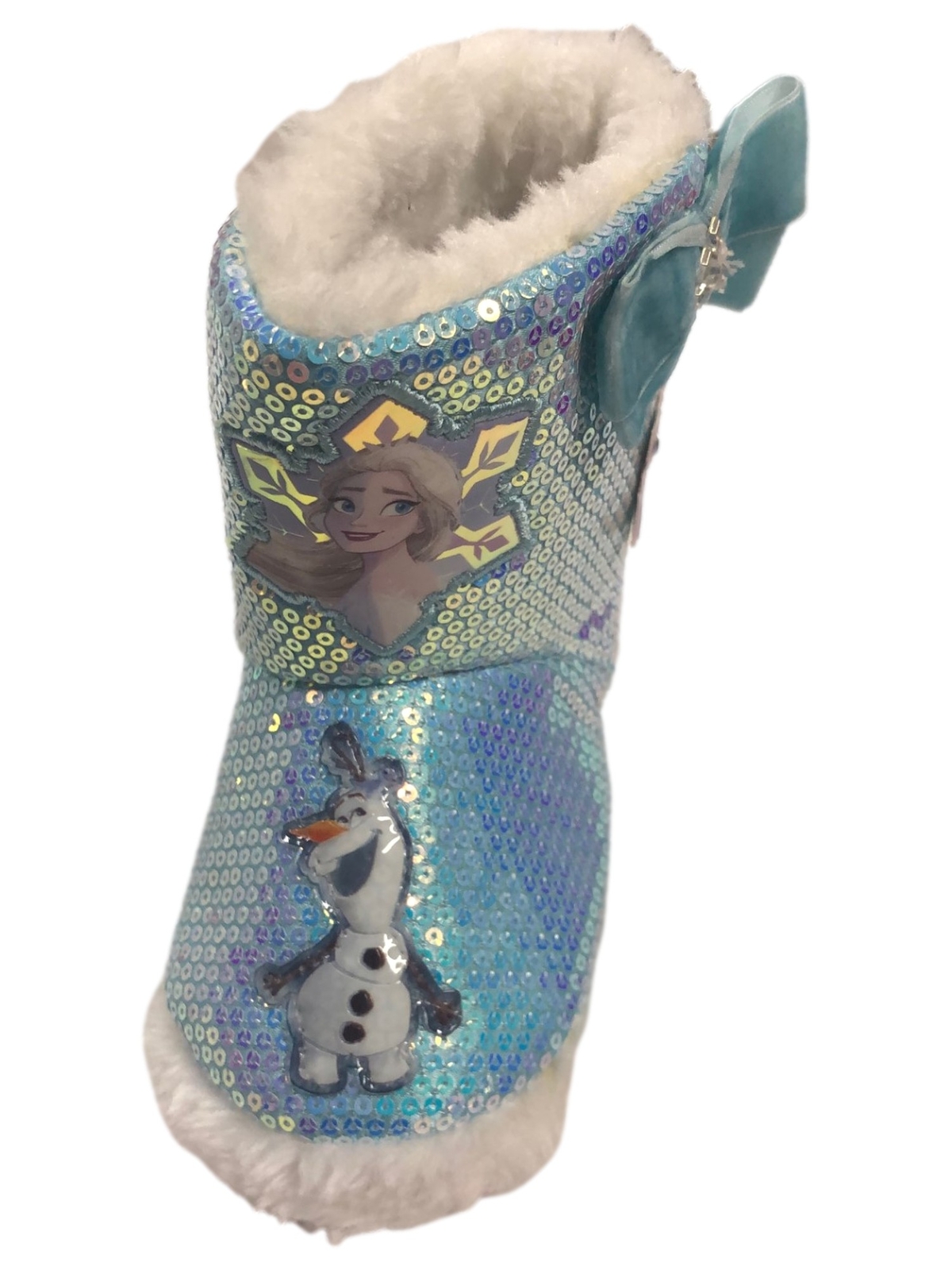 Disney Frozen Toddler Girls Blue Sequin Elsa & Olaf Boot Slippers | eBay