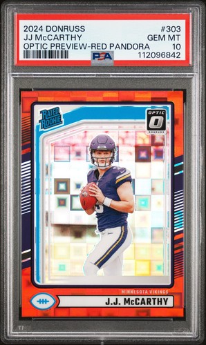 2024 PANINI DONRUSS OPTIC PREVIEW RED PANDORA #303 JJ MCCARTHY RC PSA ...