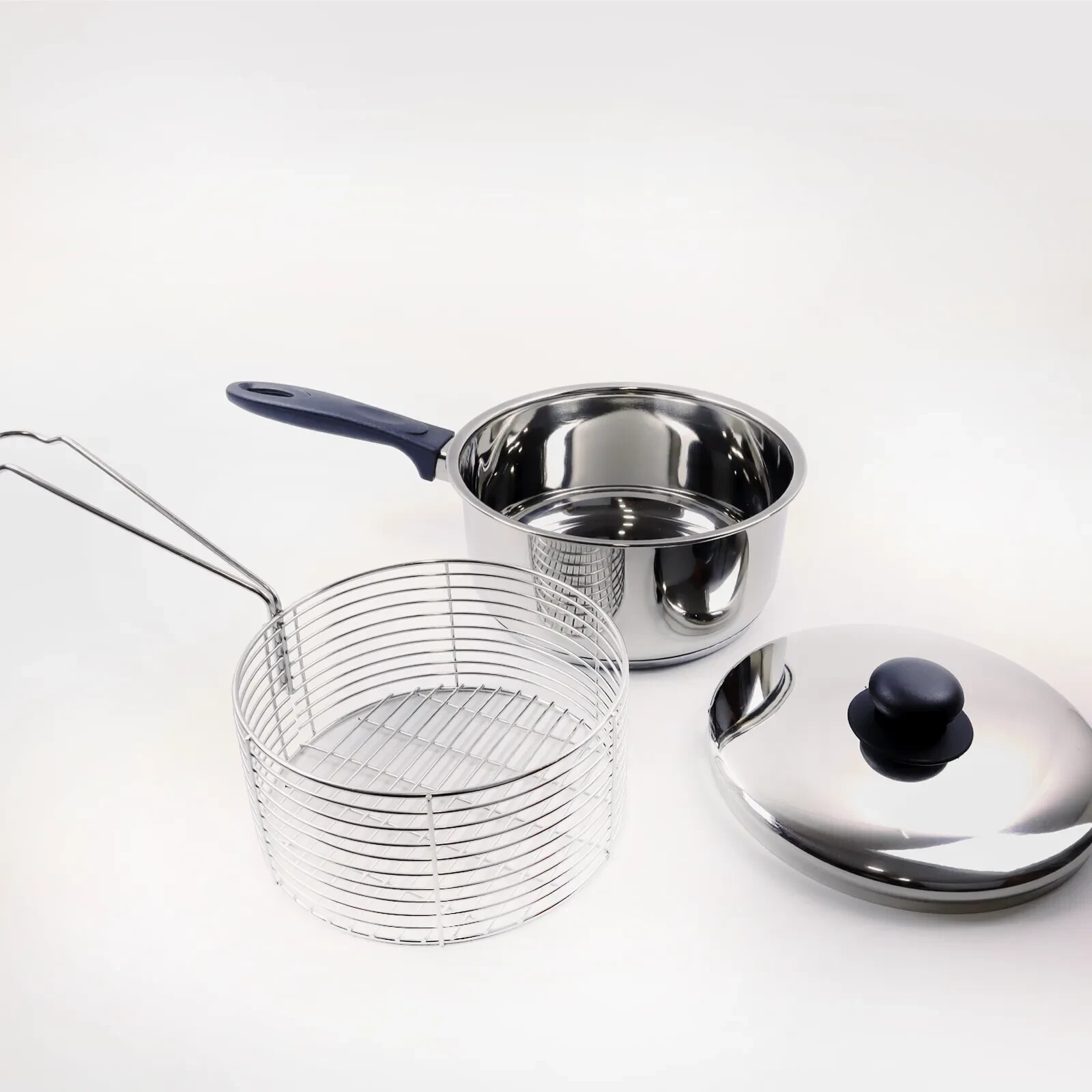 Stainless Steel Chip Pan Deep Cooking Fryer Pot Frying Basket Saucepan ...