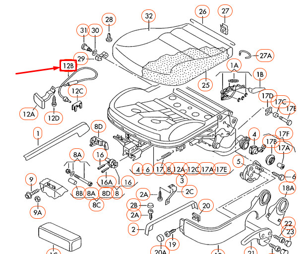 NEW VW BEETLE 9C SEAT ADJUSTMENT CABLE - LEFT FRONT 1J0881265C OEM NO🇺🇸 ...