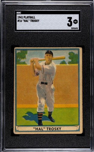 1941 PLAYBALL Baseball card # 16- HAL TROSKY- INDIANS - GRADED-SGC-3 ...