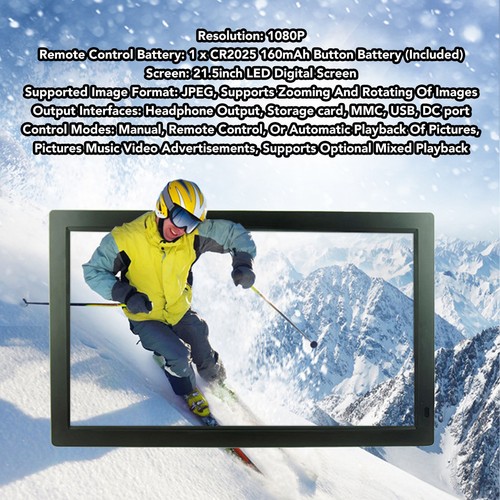 21.5in 1080P Digital Picture Frame Photo Frames With Remote Control ...