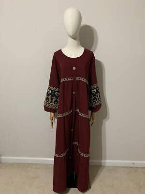 Maroon Embroidered Dress / Arab Traditional Abaya | eBay