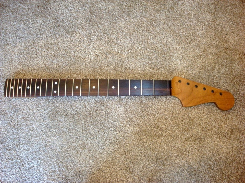 STRAT NECK ROAST MAPLE & ROSEWOOD w/ Square TELE HEEL 22F Head Truss ...