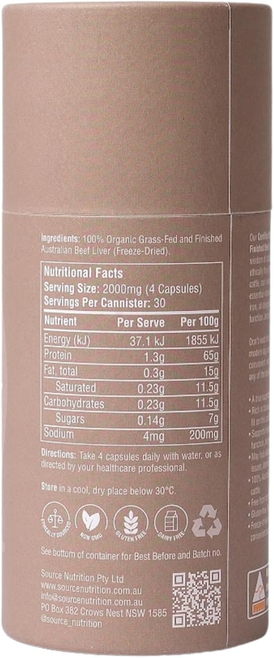 Beef Liver Capsules, 120 Capsules (30 Servings), Freeze-Dried ...