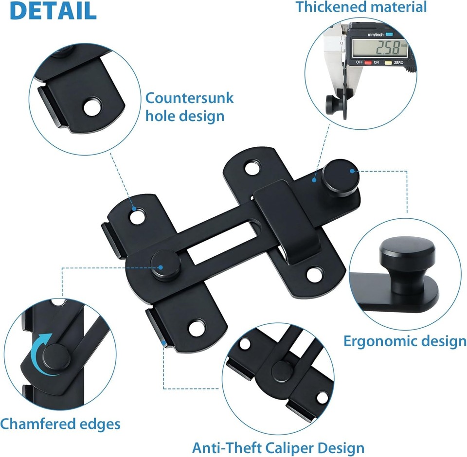 2/4/10 Flip Latch Gate Latches, 4 inch Heavy Duty Gate Hardware,Safety ...
