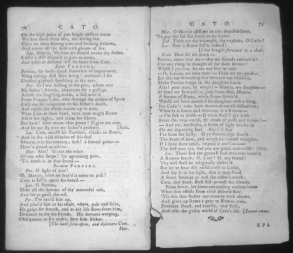 1773 Antique Theatrical Play THE TRAGEDY OF CATO Virgil Shakespeare ...