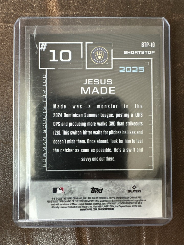 Jesus Made 2025 Bowman Chrome Top 100 Prospects Refractor Insert #BTP ...