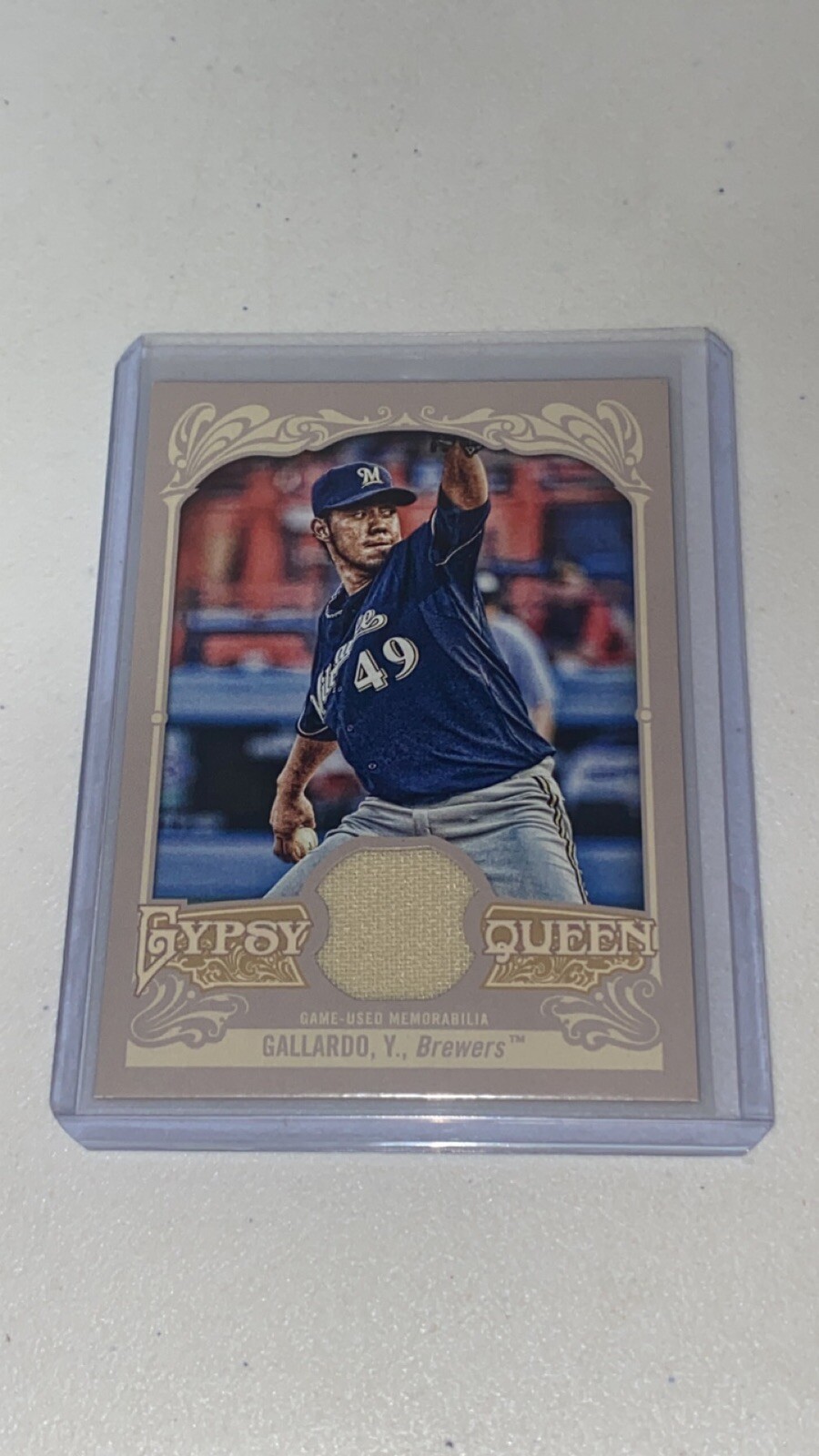 2012 Topps Baseball Gypsy Queen Relic Card Yovani Gallardo GQR-YG ...